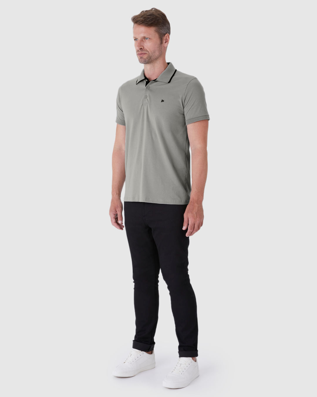 Camisa Polo Básica Masculina Em Algodão CINZA - Malwee