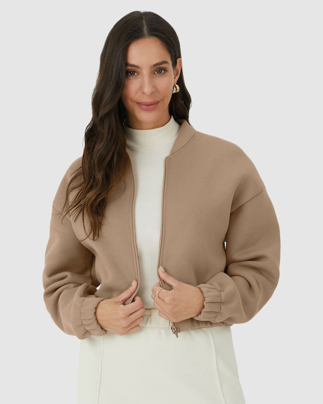 Jaqueta Feminina Bomber Etiqueta Decorativa Costas Moletom Premium ...