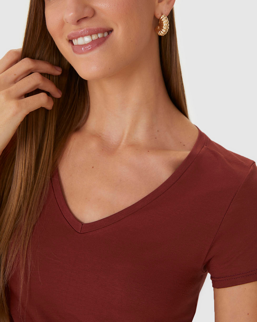 Blusa Básica Feminina Mullet Decote V Em Viscose Stretch VERMELHO - Malwee