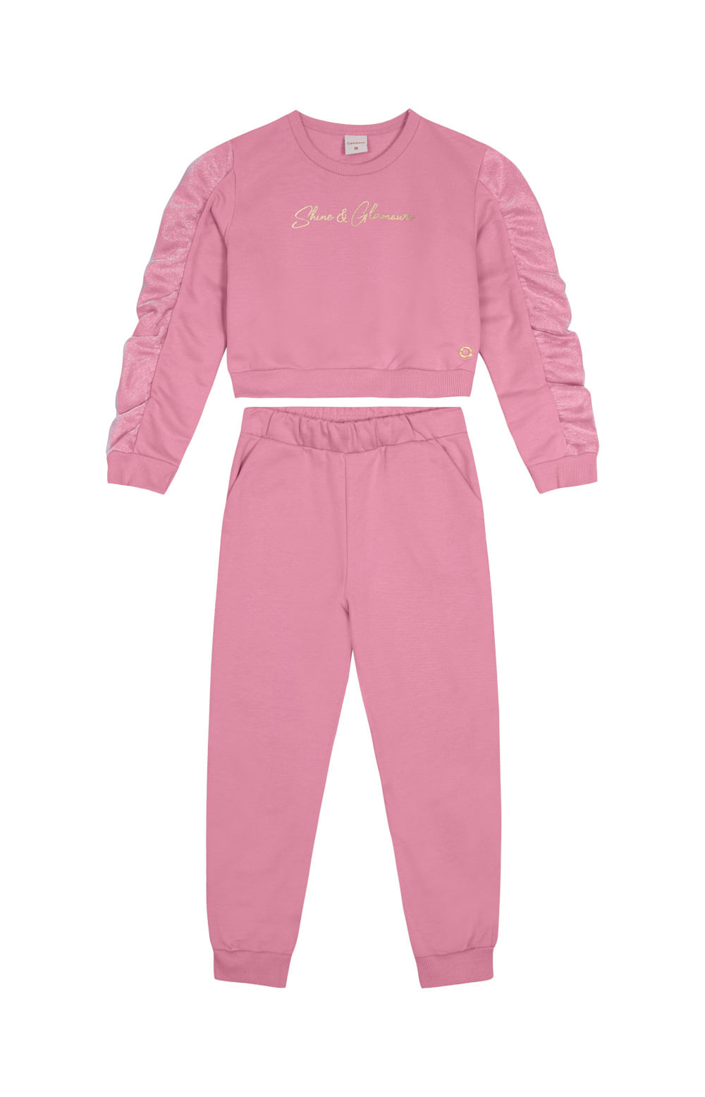 Conjunto Menina Shine E Glamour Em Moletom Flanelado - Carinhoso ROSA ...
