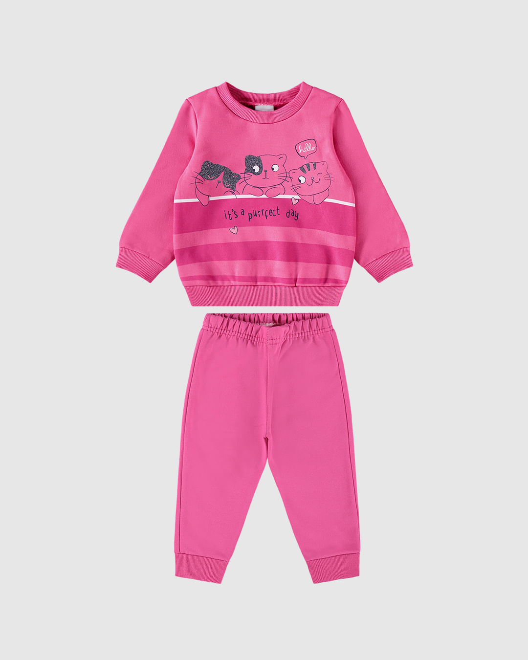 Conjunto Infantil Menina Blusa Manga Longa Moletom Malwee Kids ROSA ...