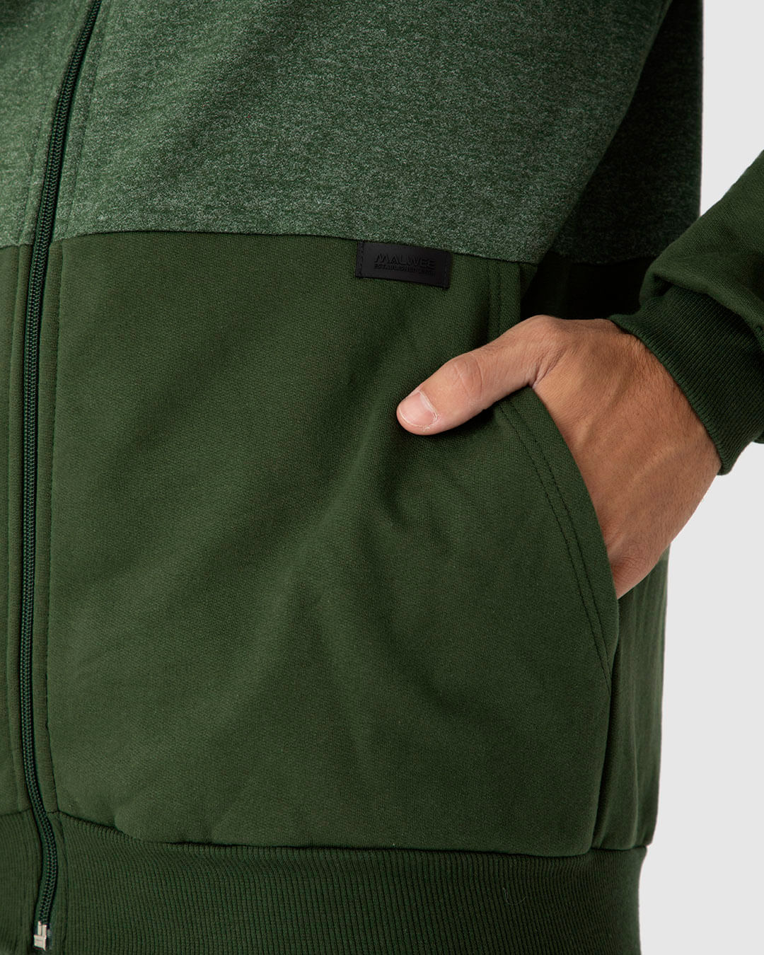 Jaqueta Masculina Bolso Funcional Em Moletom Rajado VERDE - Malwee