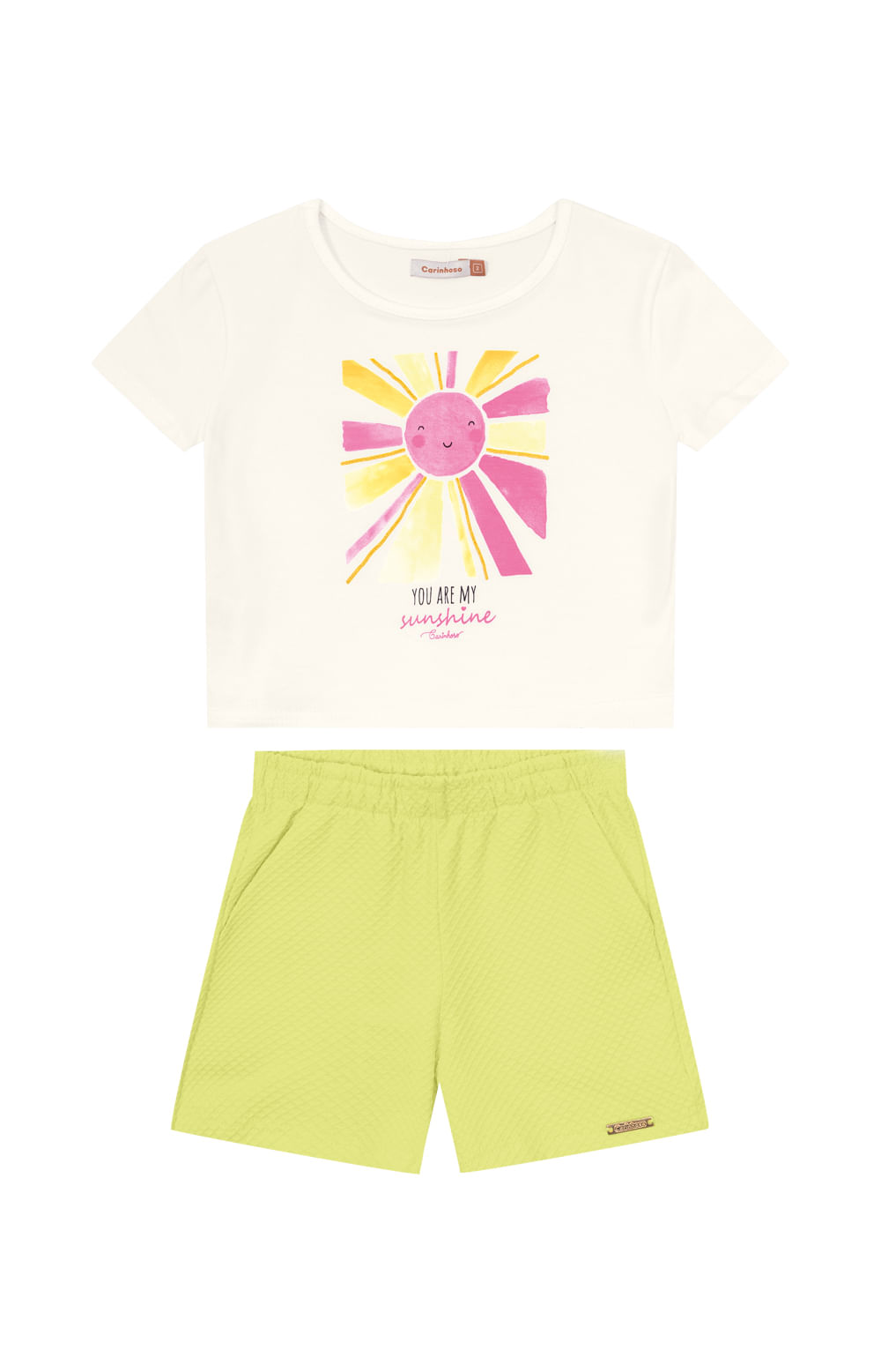 Conjunto Menina You Are My Sunshine Em Algodão - Carinhoso OFF WHITE ...