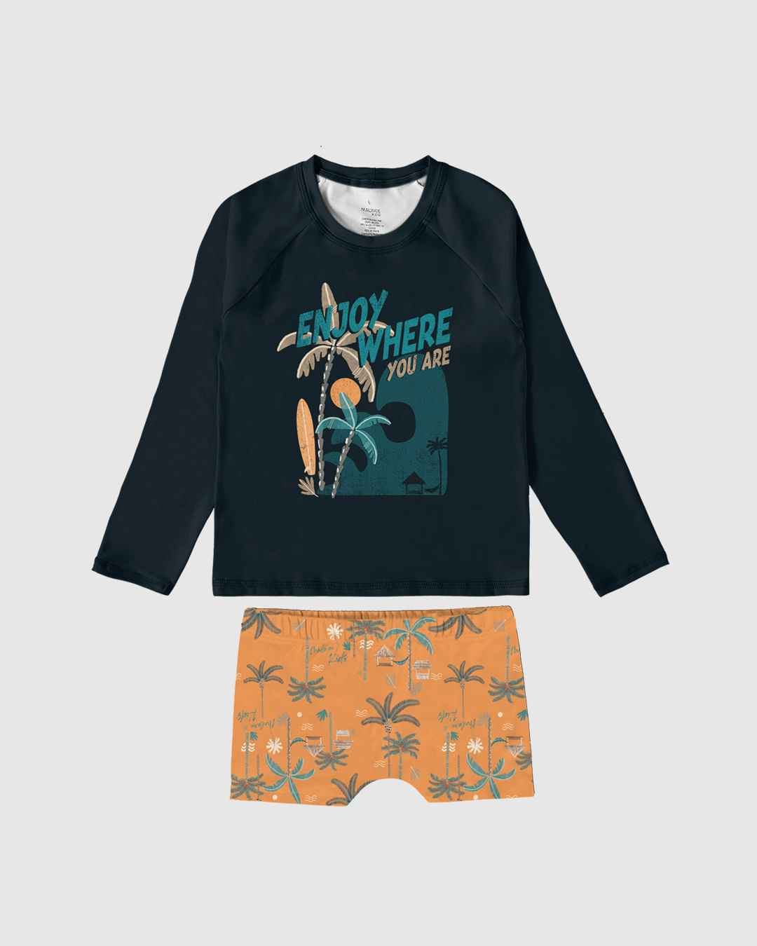 Conjunto Infantil Menino Camiseta Praia + Sunga Malha UV50 Malwee Kids ...