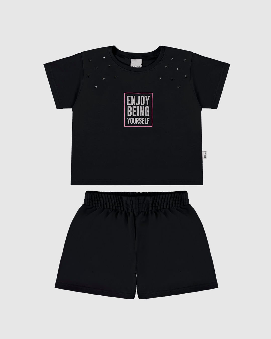 Conjunto Infantil Menina Enjoy Being Yourself Malwee Kids PRETO - Malwee